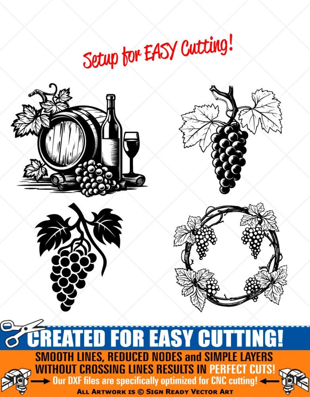 Grapes SVG Bundle, Clipart-hand Drawn Grapes Vector Clip Art-digital ...