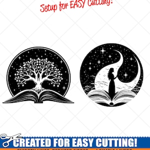Celestial Book SVG Bundle Clipart-hand Drawn Fantasy Bookworm Vector ...