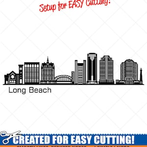 LONG BEACH City Skyline Clipart-vector Clip Art Graphics-digital ...