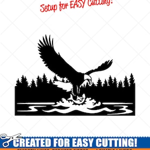Eagle Catching Fish SVG, Clipart-vector Clip Art Graphics-digital ...