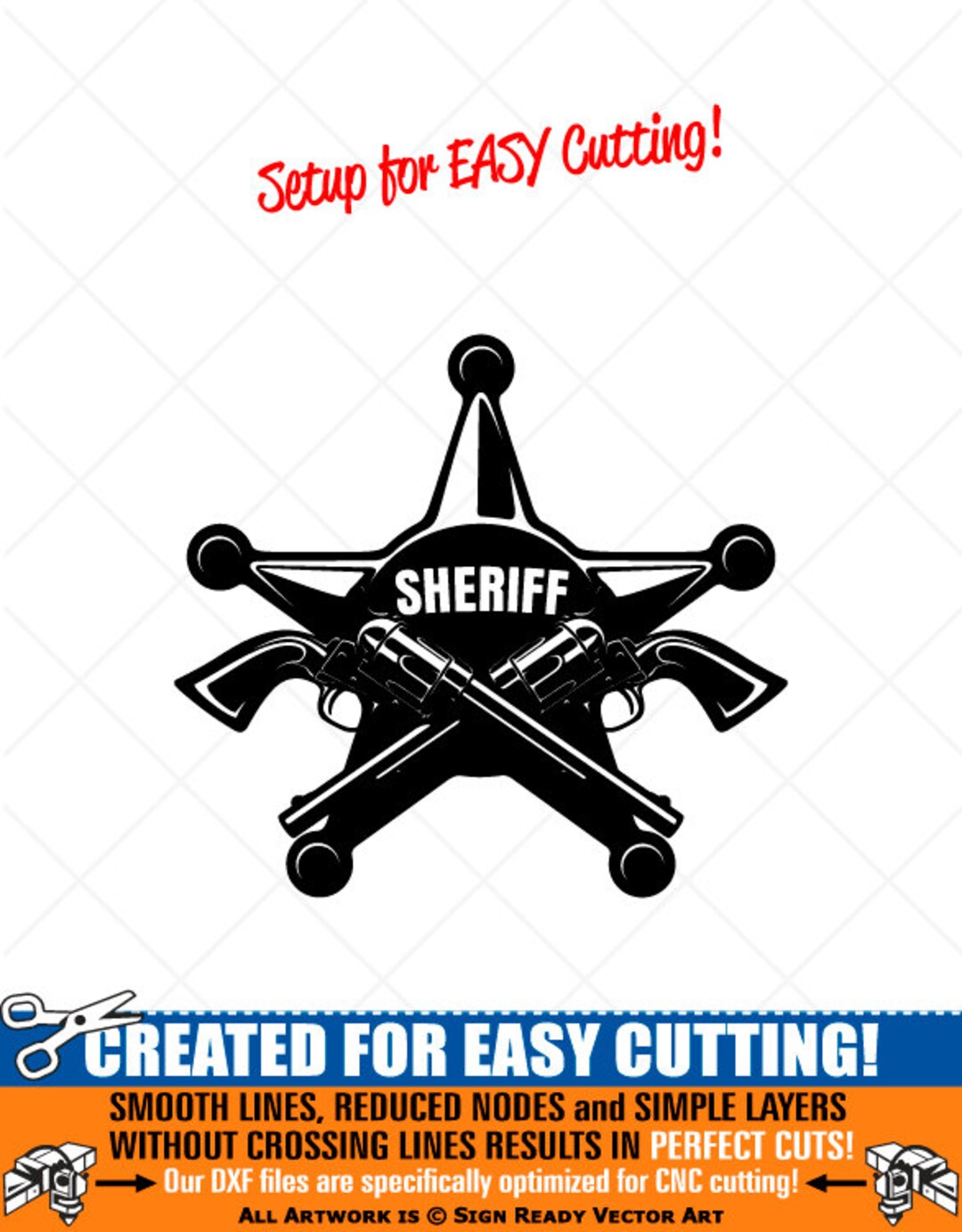 SHERIFF Badge With Guns Clipart-vector Clip Art Graphics-digital ...
