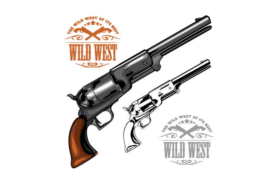 COLT REVOLVER GUN Vintage Western Clipart-vector Clip Art Graphics ...