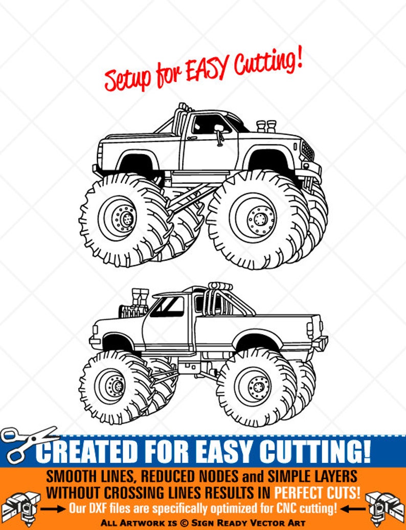 MONSTER TRUCKS Clipart-vector Clip Art Graphics-digital - Etsy