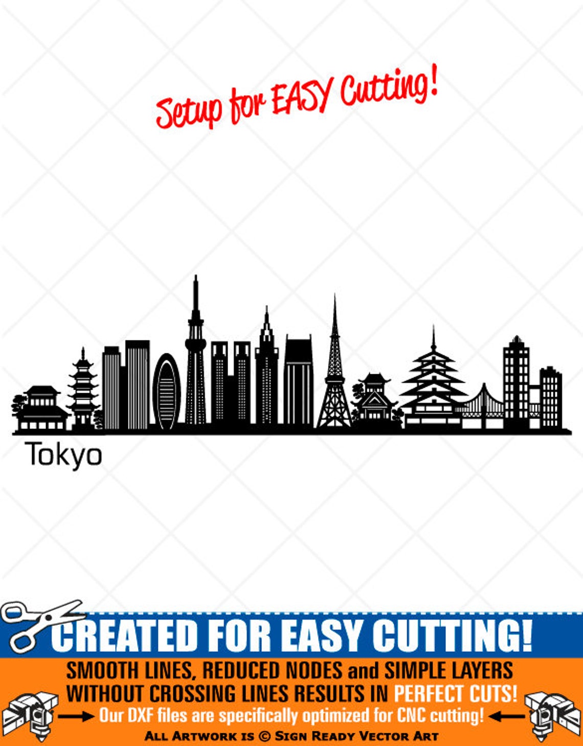Tokyo City Skyline Clipart-vector Clip Art Graphics-digital Download ...