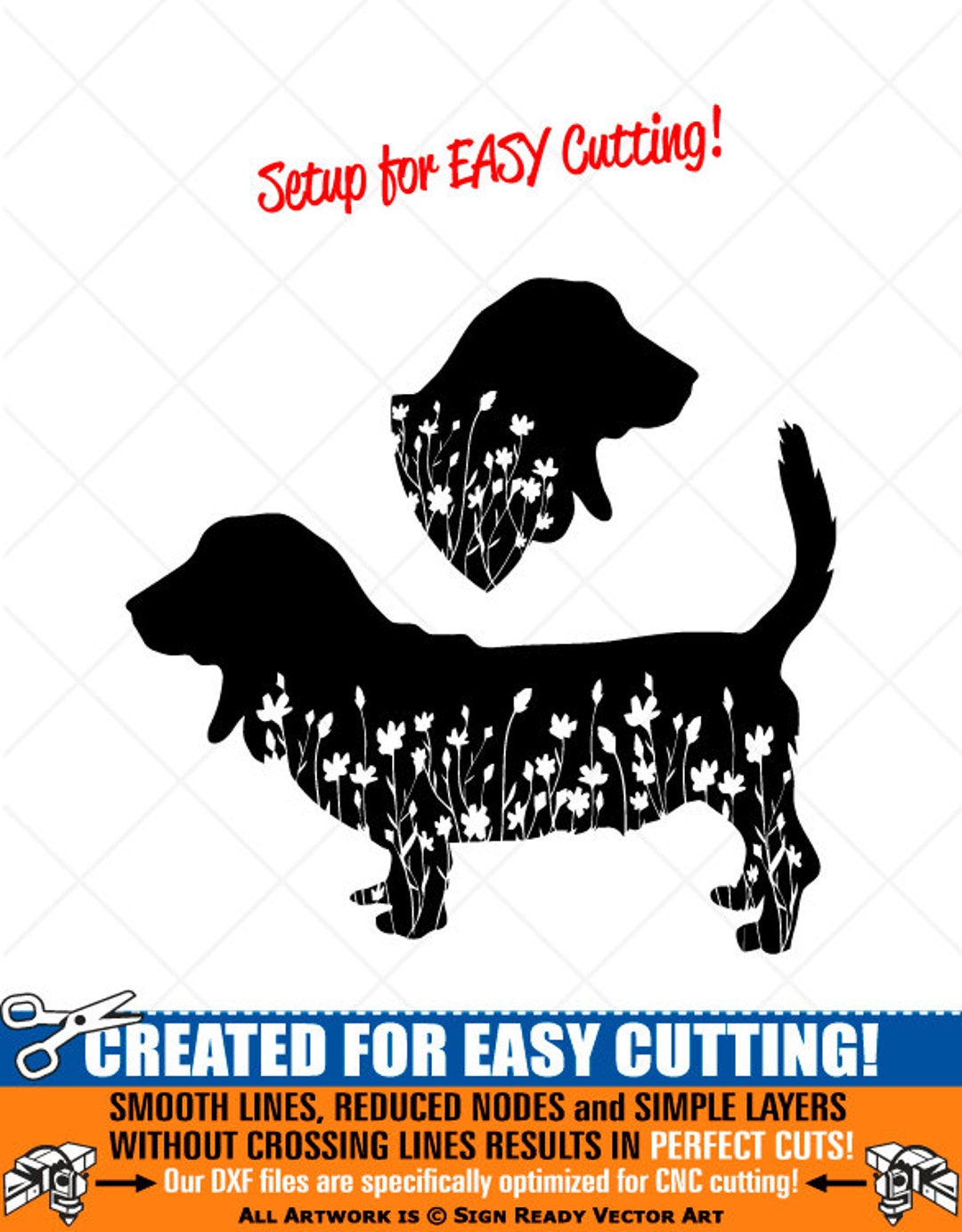 BASSET HOUND Svg-floral Flower Dog Clipart-vector Clip Art Graphics ...