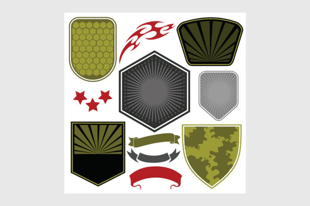 Military Shield Elements Clipart-vector Clip Art Graphics-digital ...