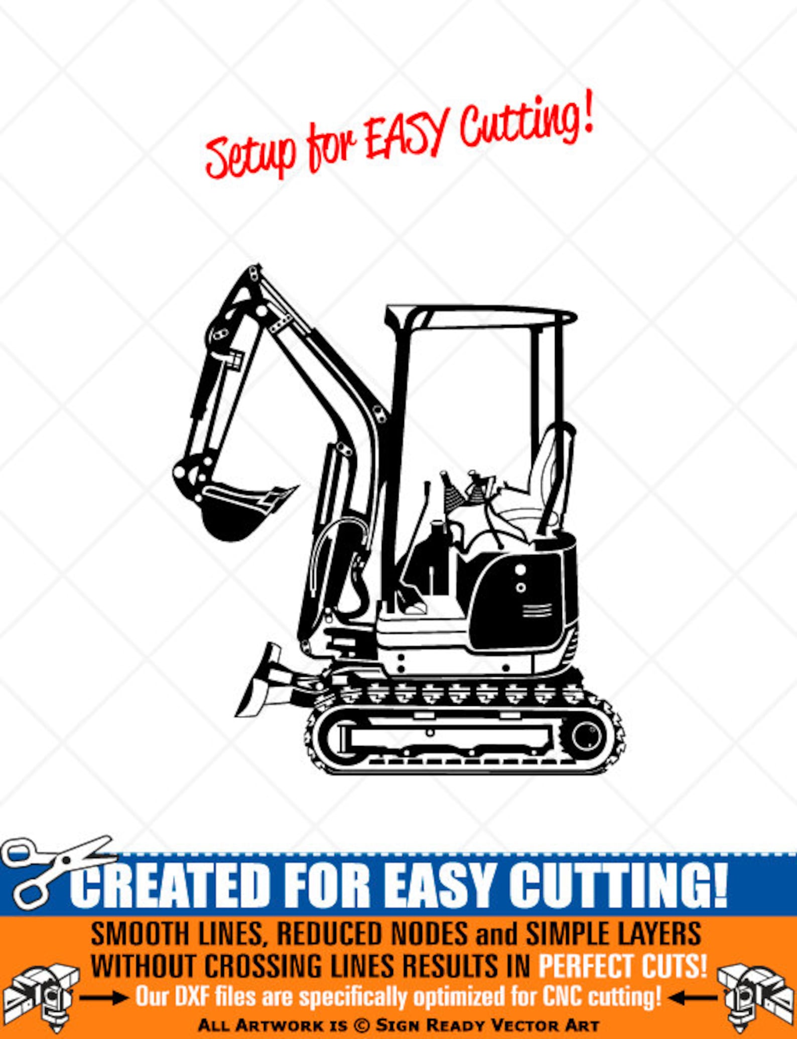 Detailed Mini Excavator Clipart -vector Clip Art Graphics-digital ...