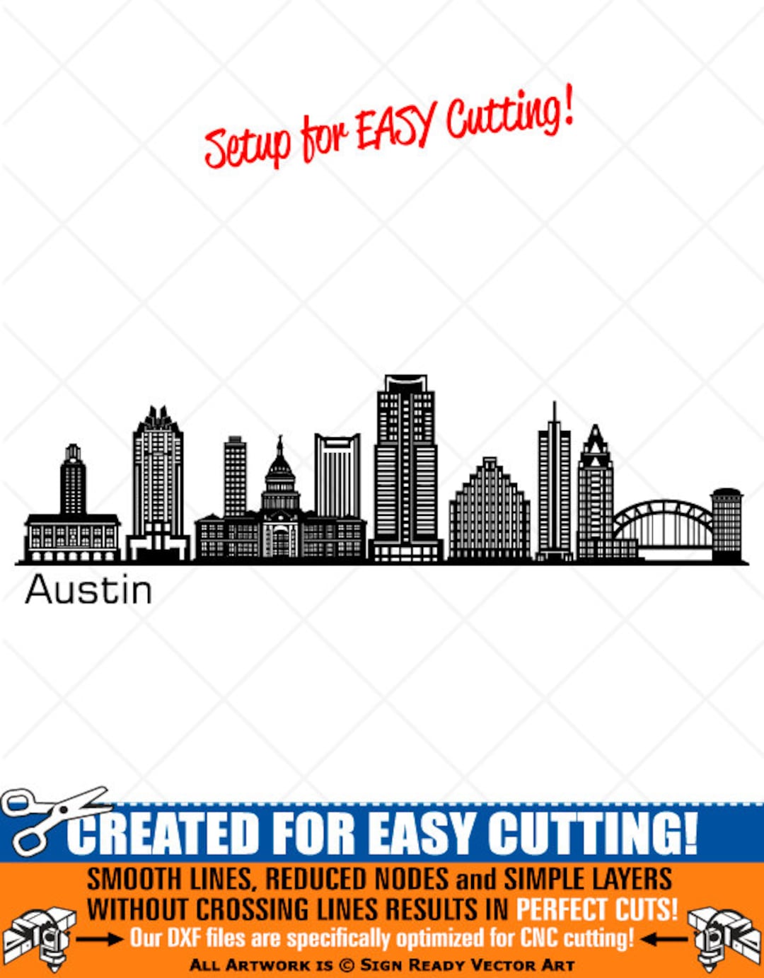 AUSTIN City Skyline Clipart-vector Clip Art Graphics-digital Download ...