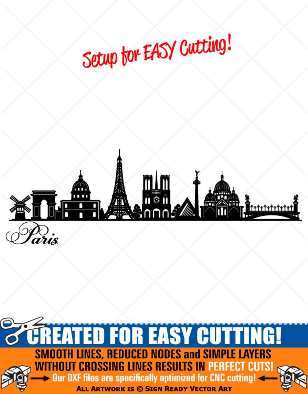Paris City Skyline Clipart-vector Clip Art Graphics-digital Download ...