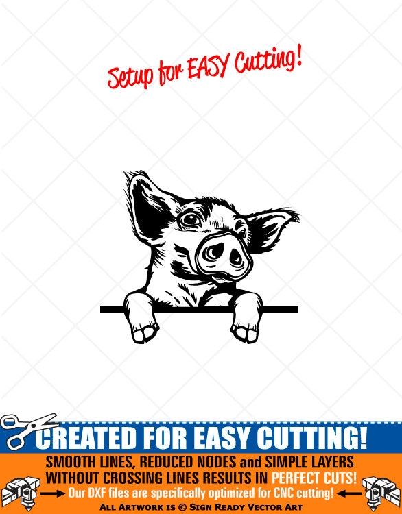 Peeking PIG Clipart vector Clip Art Graphics digital - Etsy