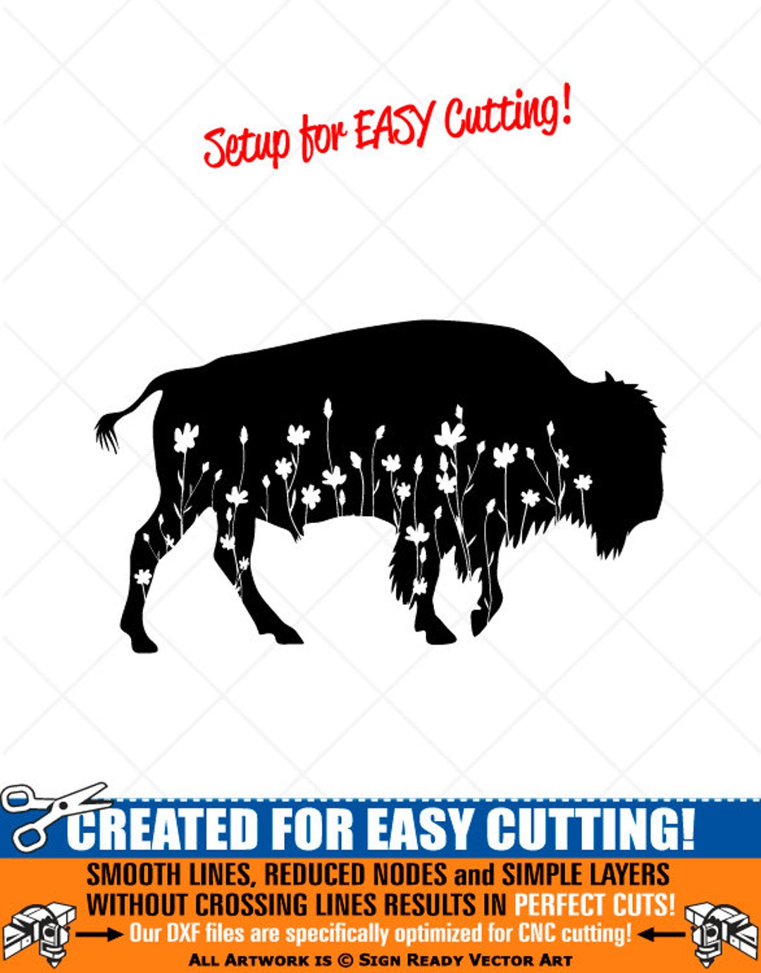 Floral Bison Svg-flower Clipart-vector Clip Art Graphics Silhouette ...