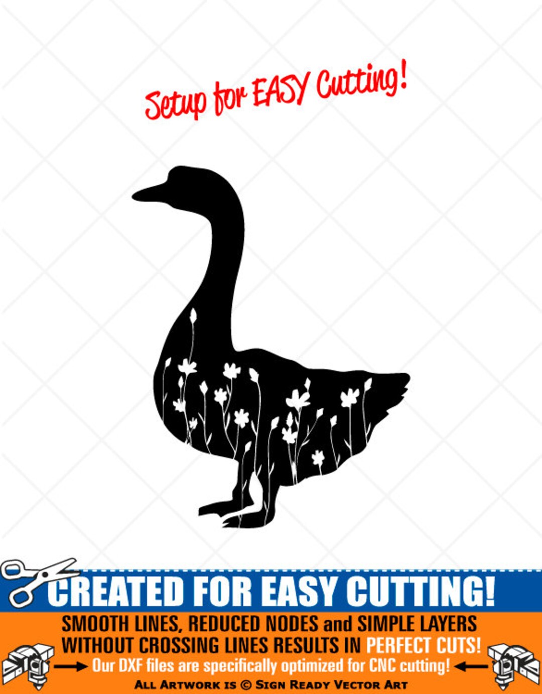 Floral Goose Svg-flower Clipart-vector Clip Art Graphics Silhouette ...