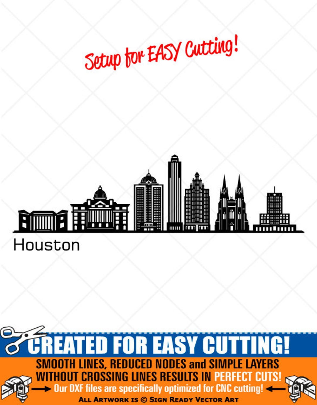 HOUSTON City Skyline Clipart-vector Clip Art Graphics-digital Download ...