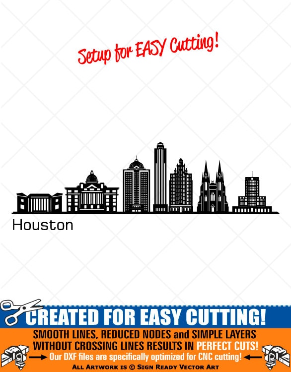 HOUSTON City Skyline Clipart-vector Clip Art Graphics-digital | Etsy