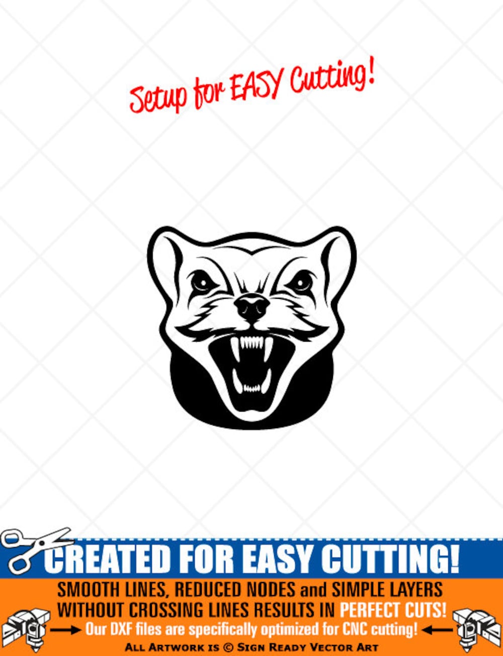 Weasel Animal Head Clipart -Vector Clip Art Graphics-Digital Download ...