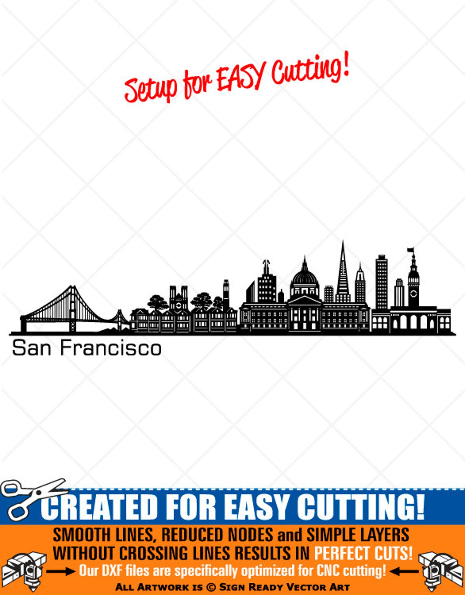 San Francisco City Skyline Clipart-vector Clip Art | Etsy