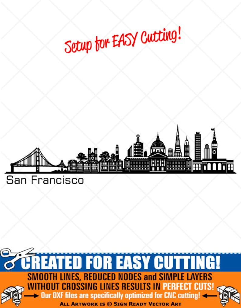 San Francisco City Skyline Clipart-vector Clip Art | Etsy