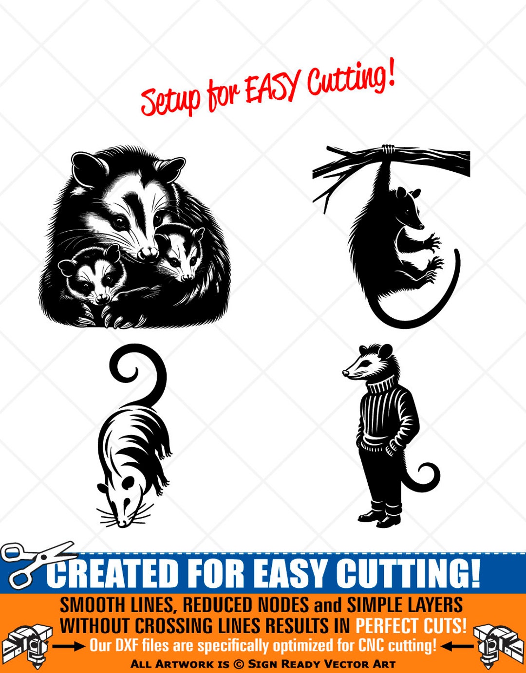 Opossum SVG-PNG Bundle Clipart-hand Drawn Possum Vector Clip Art ...