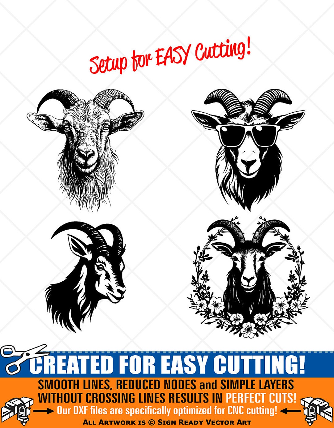 Goat SVG Bundle Clipart-hand Drawn Vector Clip Art Graphics-digital ...