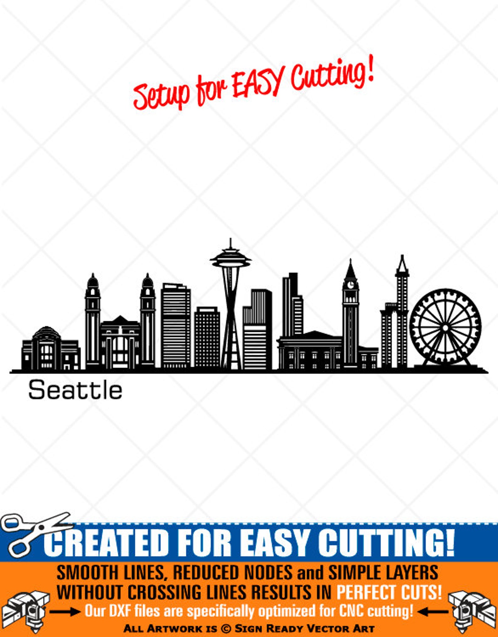 Seattle City Skyline Clipart-vector Clip Art Graphics-digital | Etsy