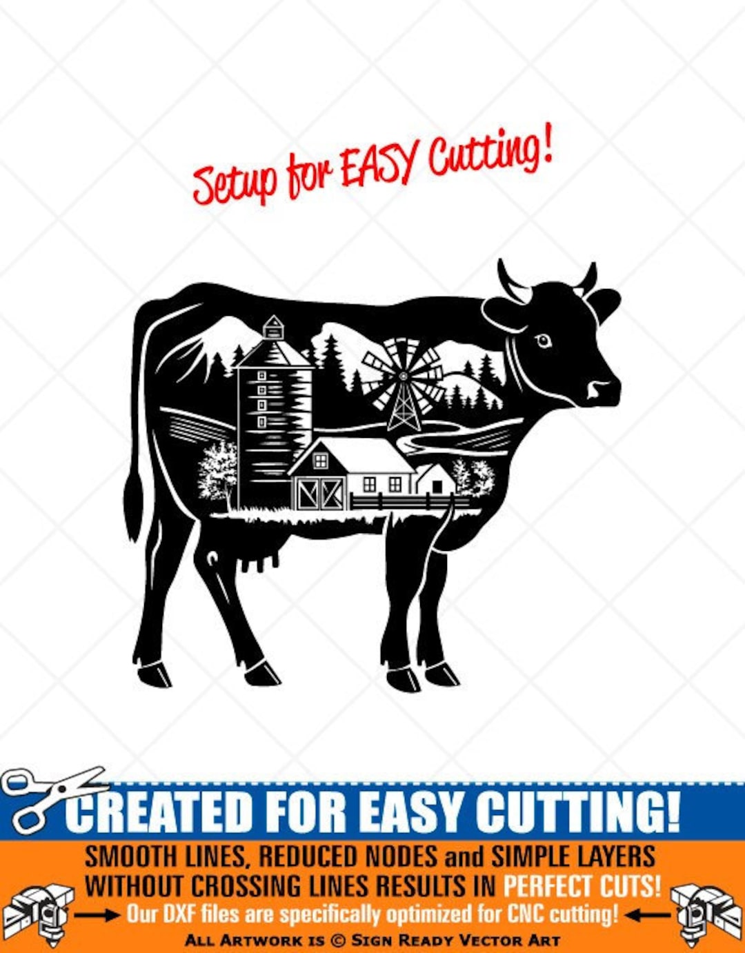 Farm Scene Cow SVG Clipart-vector Clip Art Graphics-digital Download ...