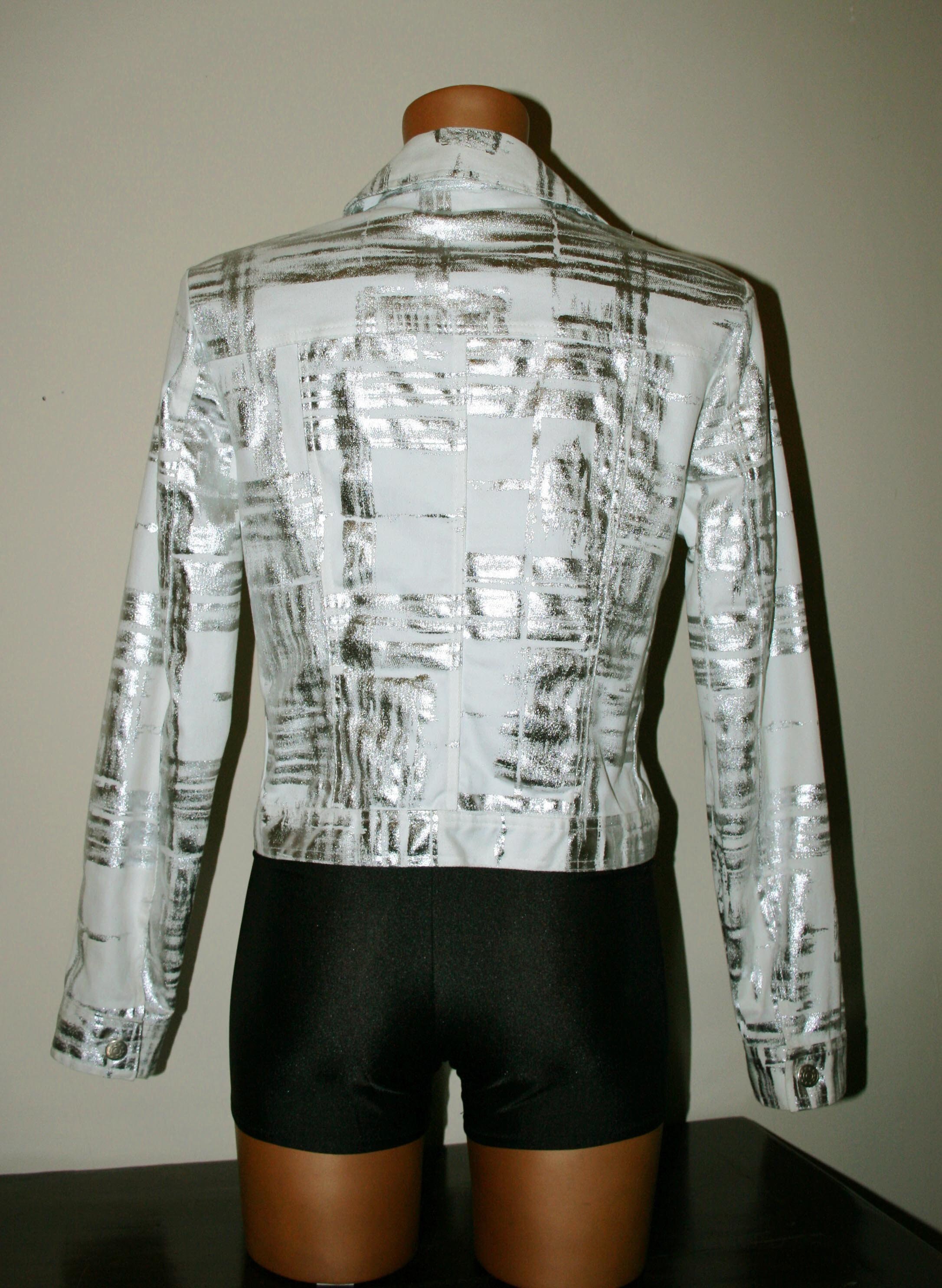 Shiny JACKET White Silver Embellished / Made in Italy/ Vintage - Etsy UK