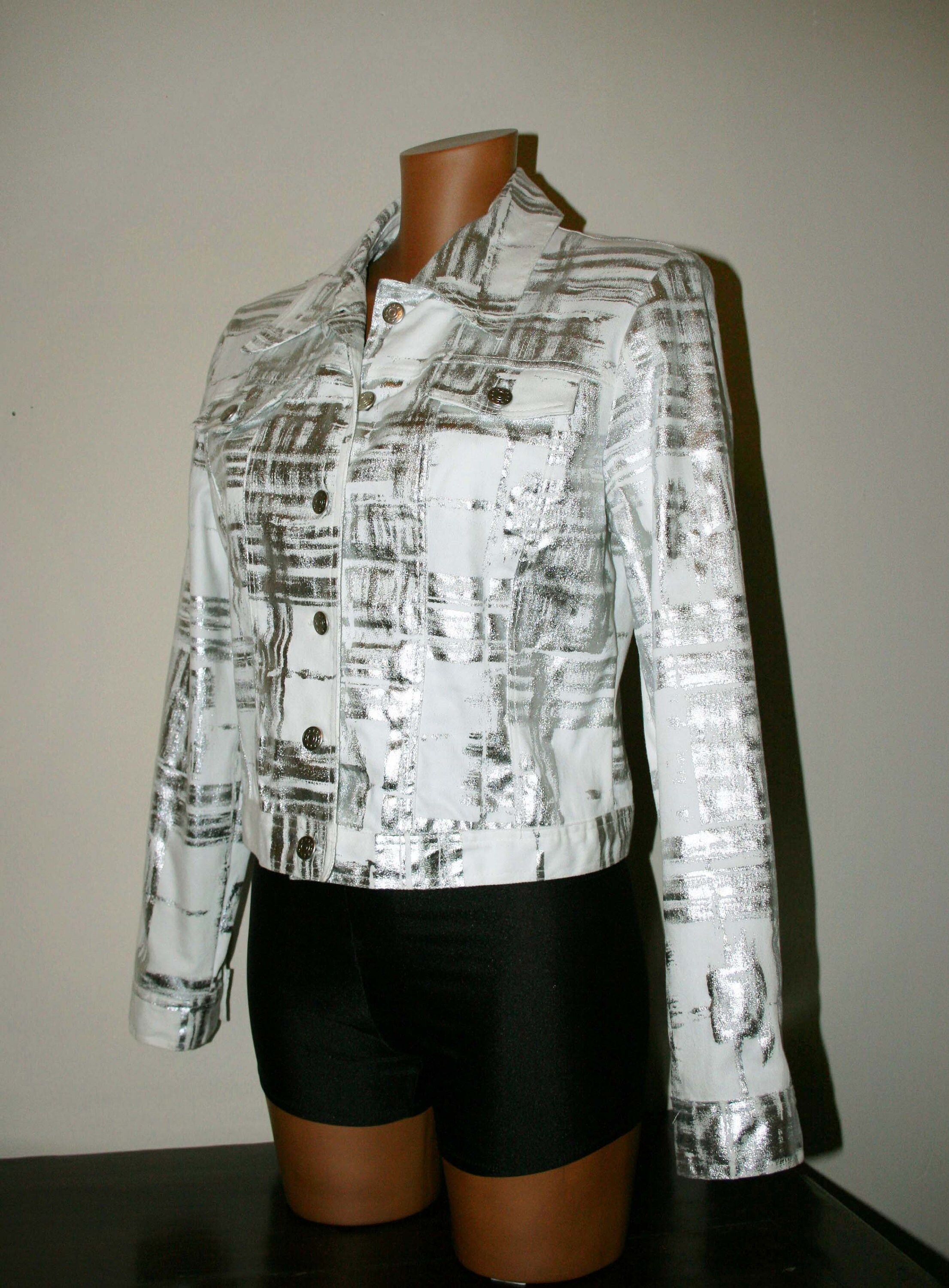 Shiny JACKET White Silver Embellished / Made in Italy/ Vintage - Etsy UK