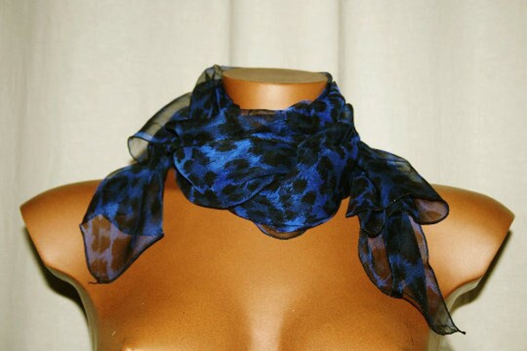 Silk Blue Color Scarf Spotted Scarf/women's Scarf/ - Etsy