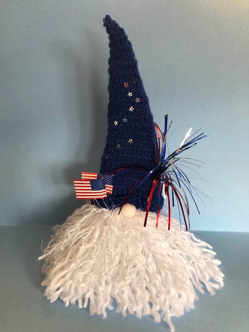 12" Patriotic Handknit Gnome - Etsy