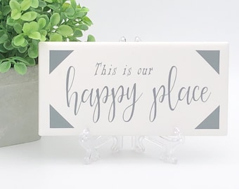 Our Happy Place Sign Wood Sign Home Decor Gather Decor - Etsy