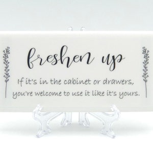 Guest Bathroom Sign/freshen Up/restroom Help Yourself Sign/welcome to ...