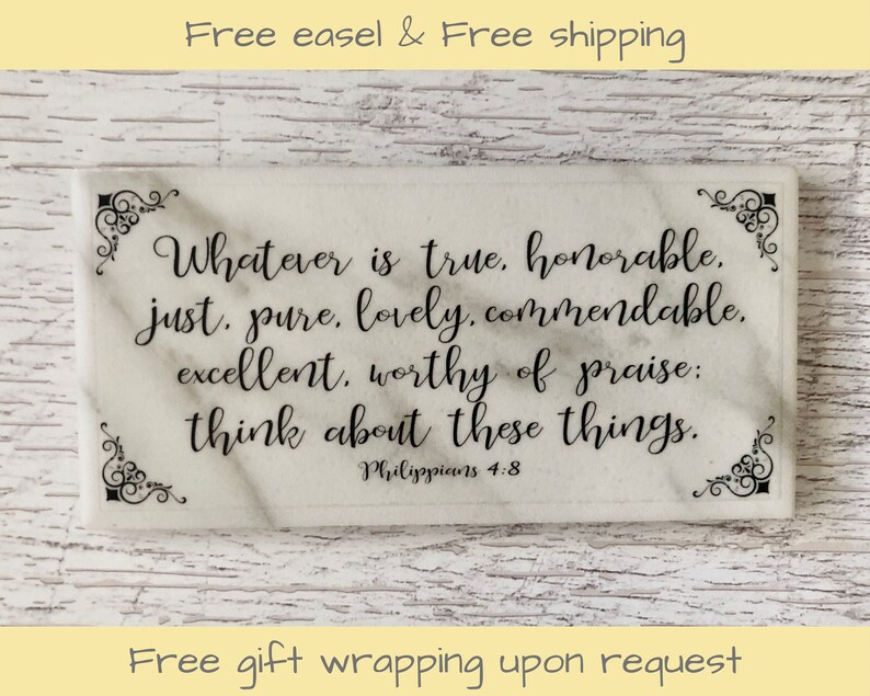 Philippians 4:8 Sign Made of Ceramic Tile/whatever is True | Etsy