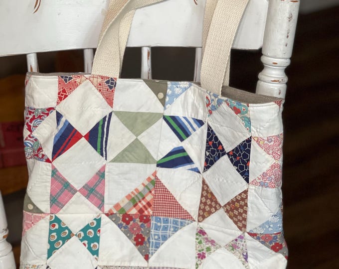 Vintage Quilt Tote Bag, Market Bag, Project Bag - Etsy