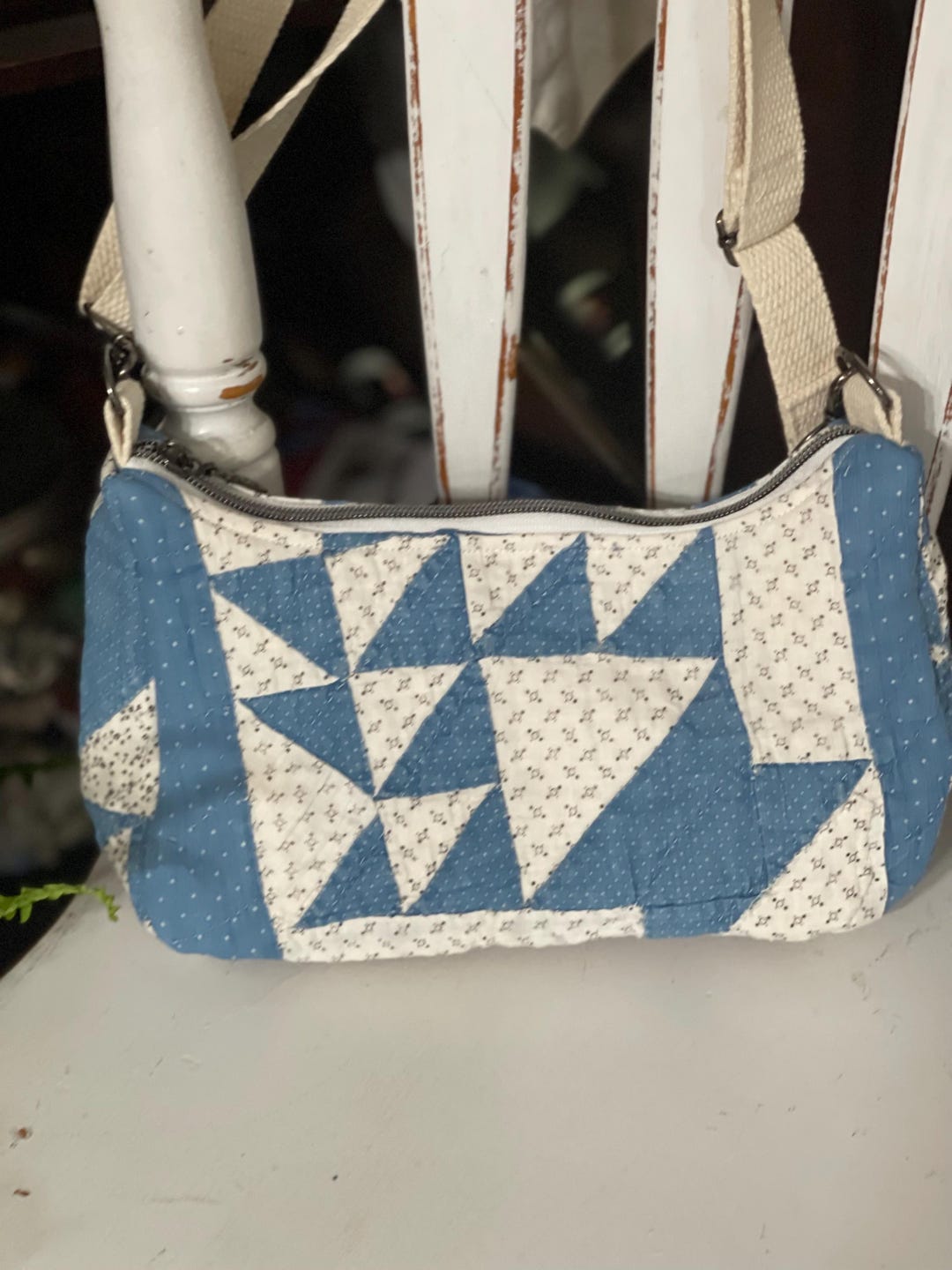Vintage Quilt Purse, Crossbody Bag, Baguette Bag, Project Bag, Zipper ...