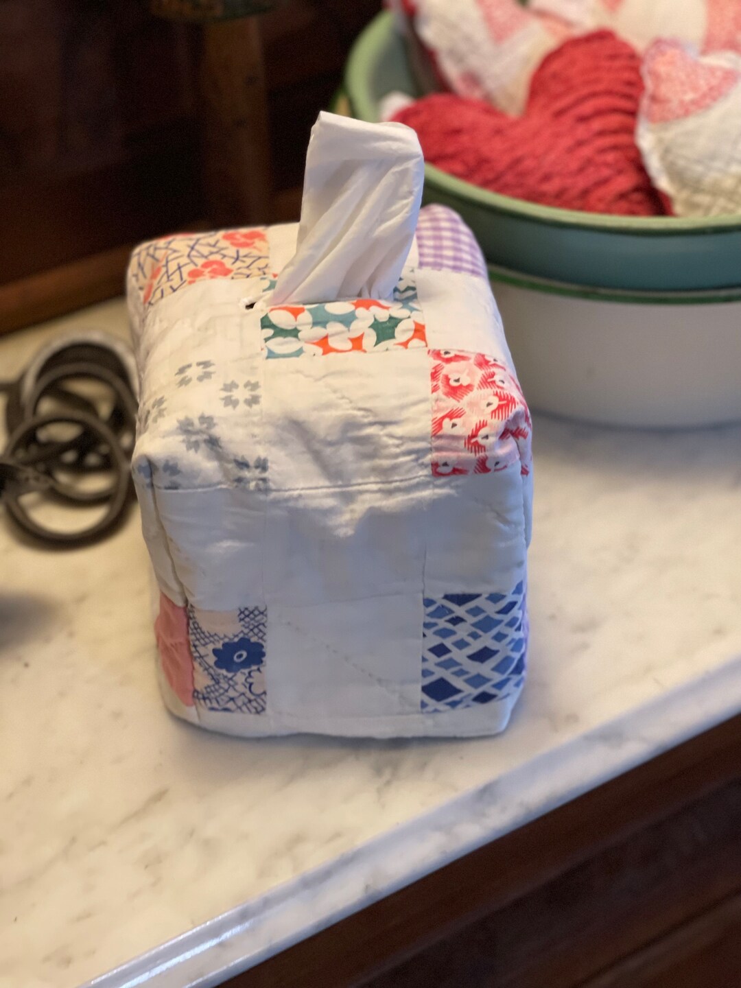 Vintage Quilt Tissue Box Cover - Etsy