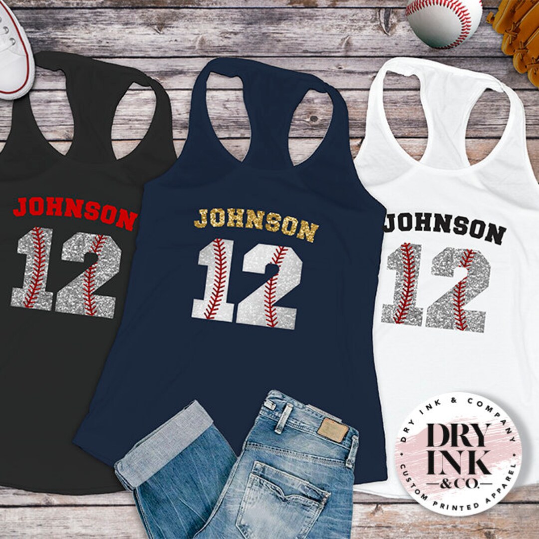 Custom Baseball Tanks, Custom Glitter Baseball Tank for Women, Baseball ...