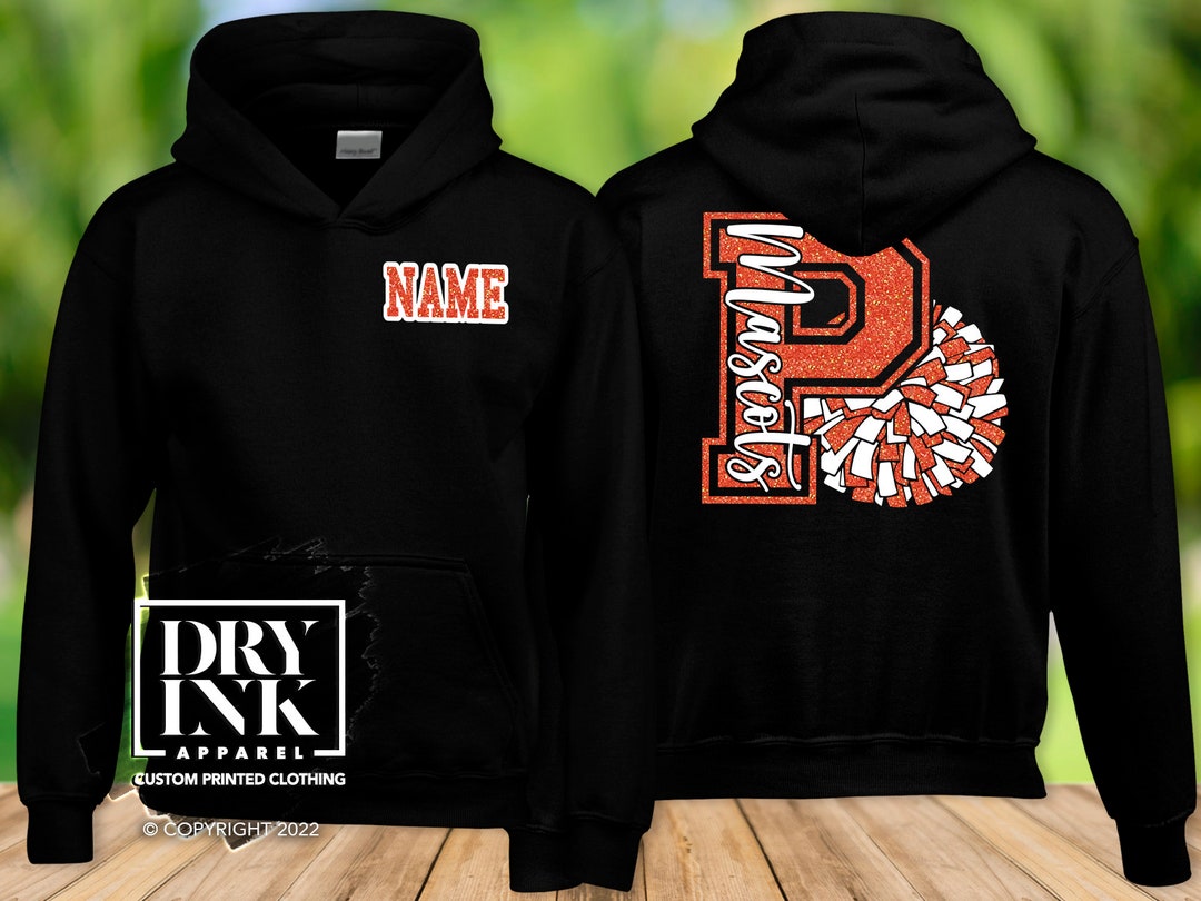 Custom Cheer Sweatshirt, Personalized Glitter Cheer Initial and Pom ...