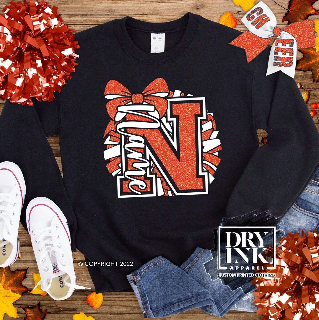 Custom Cheer Sweat Shirt, Cheer Era, Oversized Letter With Cheer Pom ...