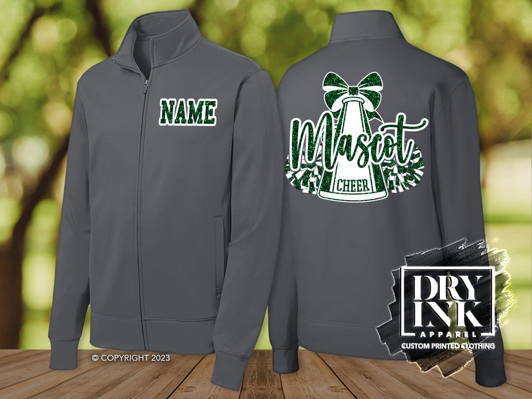 Custom Cheer Jacket, Glitter Cheerleader Megaphone and Poms With Mascot ...