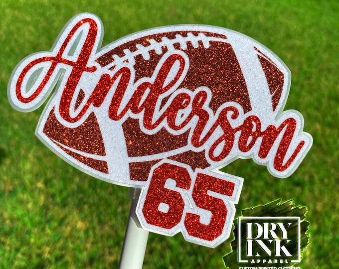 Custom Football Stickers, Personalized Glitter Football Decal Sticker ...