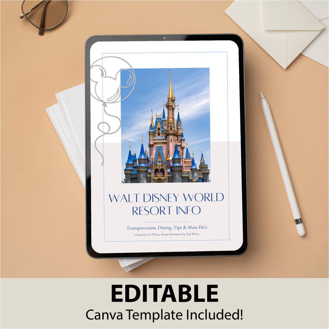 Editable Disney World Resort Guide | Canva Template + PDF | Travel ...
