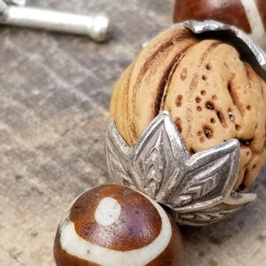 Sterling Silver Peace Nut Bead Necklace W/batik Bone Pendant, African ...