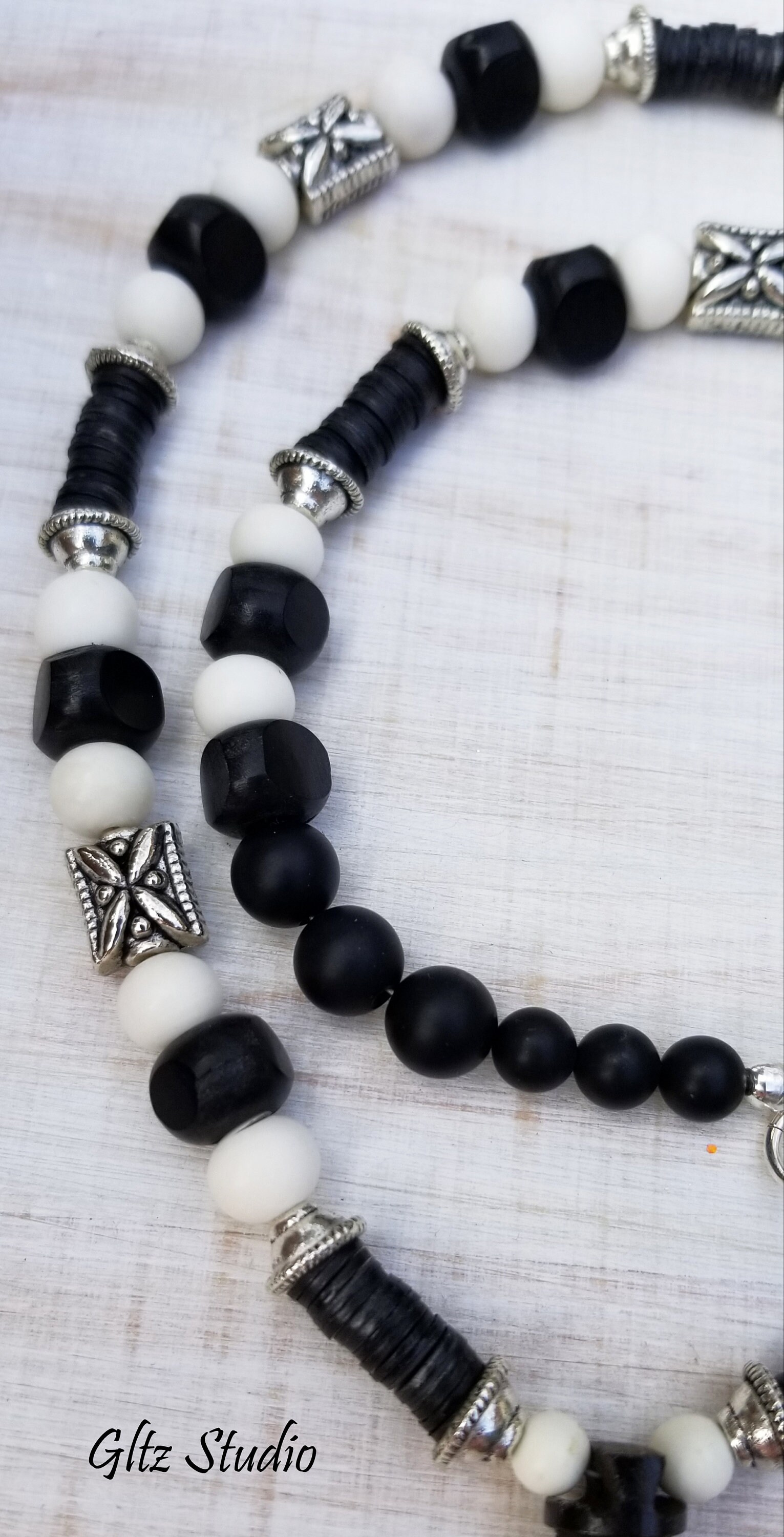 Traditional Batik Bone Tooth Pendant Necklace W/vintage Silver Plate ...