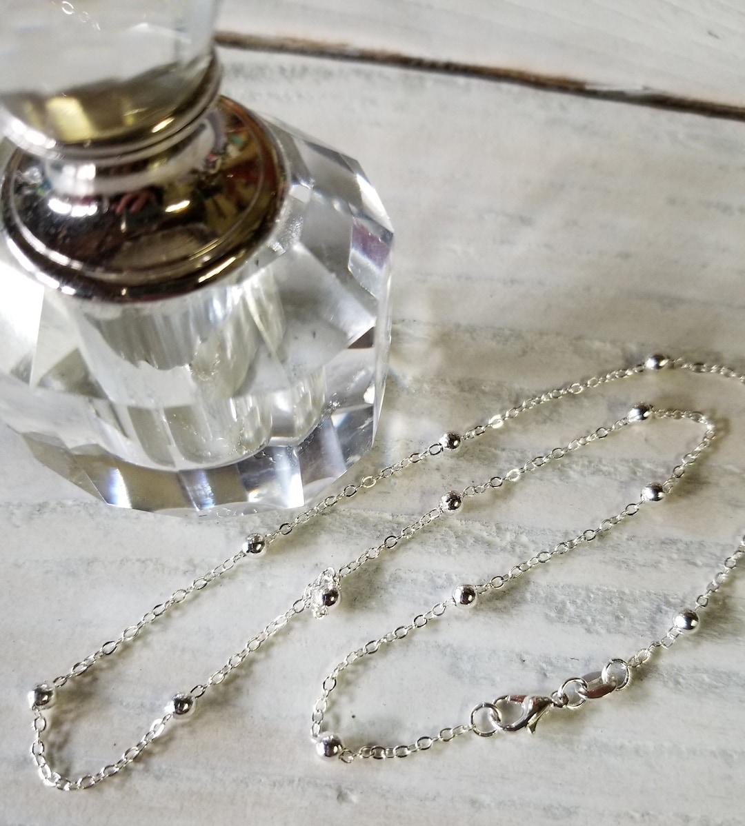 Dainty Sterling Silver Satellite Chain Necklace - 16 Inch - Etsy