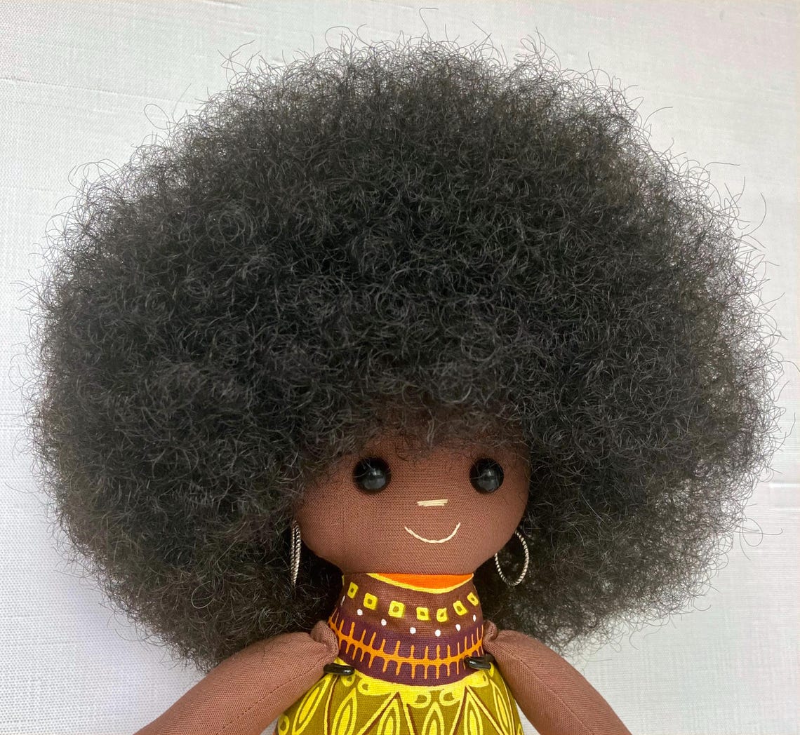 African Dashiki Fabric Afro Doll: Black Girl Gift - Etsy