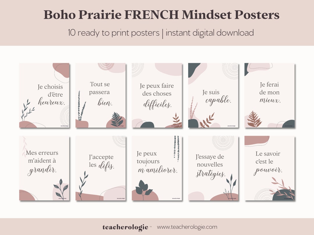 French Mindset Posters Classroom Decor Boho Prairie - Etsy