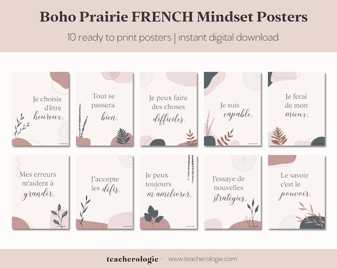 French Mindset Posters Classroom Decor Boho Prairie - Etsy
