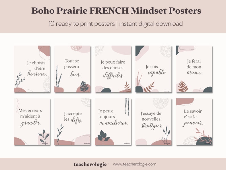 French Mindset Posters Classroom Decor Boho Prairie - Etsy