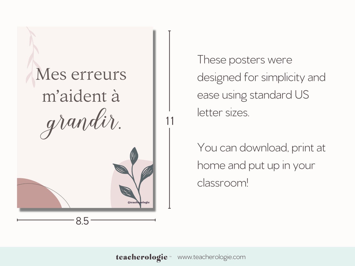French Mindset Posters Classroom Decor Boho Prairie - Etsy