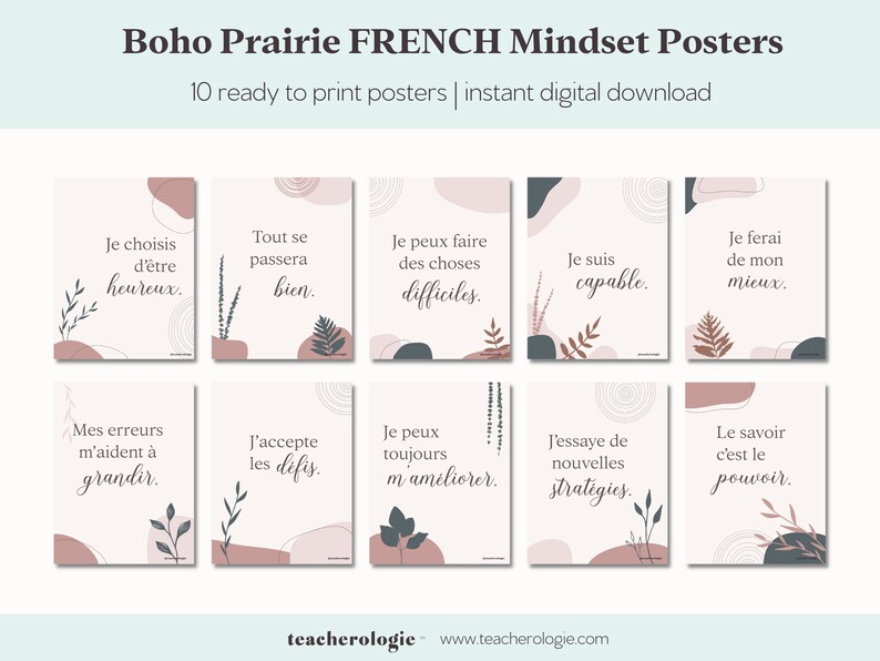 French Mindset Posters Classroom Decor Boho Prairie - Etsy